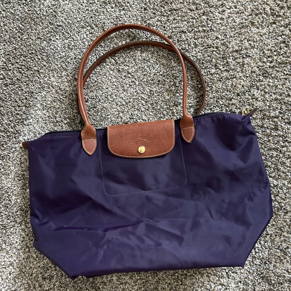 Longchamp | Bags | Longchamp Deep Purple Long Strap Tote | Poshmark